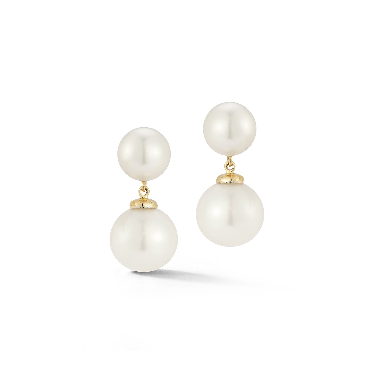 14kt Duo Pearl Dot Drop Earrings– MATEO